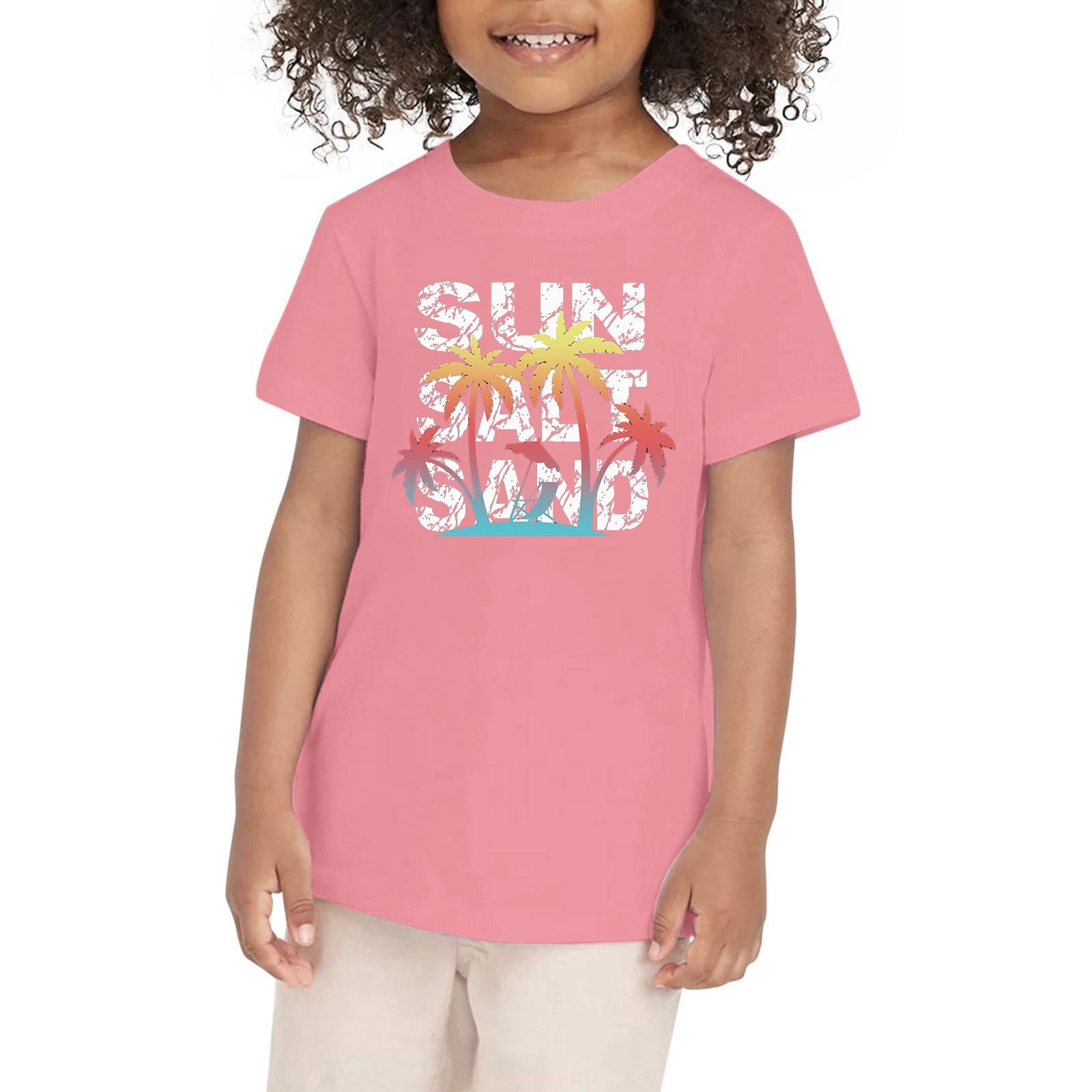 KONDYS Girls Tee Summer Coconut Tree Sunset Beach Top Hawaii Vacation ...