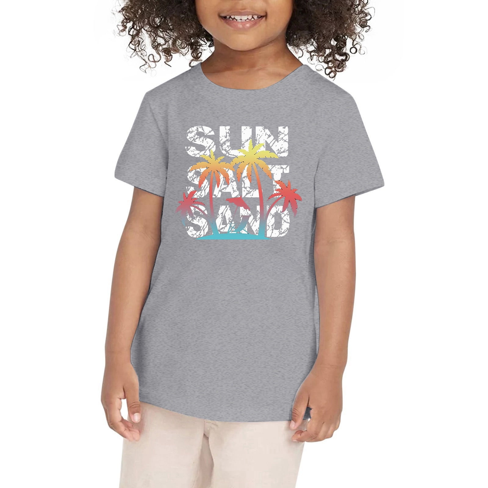KONDYS Girls Tee Summer Coconut Tree Sunset Beach Top Hawaii Vacation ...