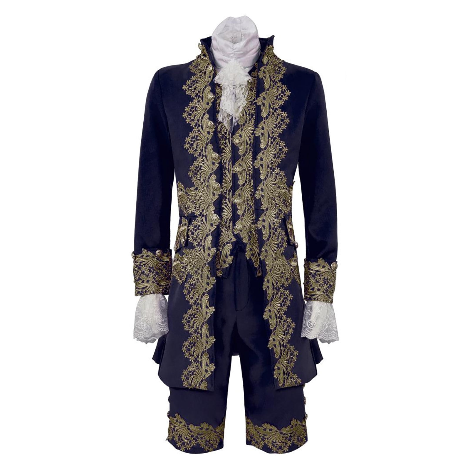 KONDYS Male Vintage Court False Collar Embroidery Lace Coat Vest ...
