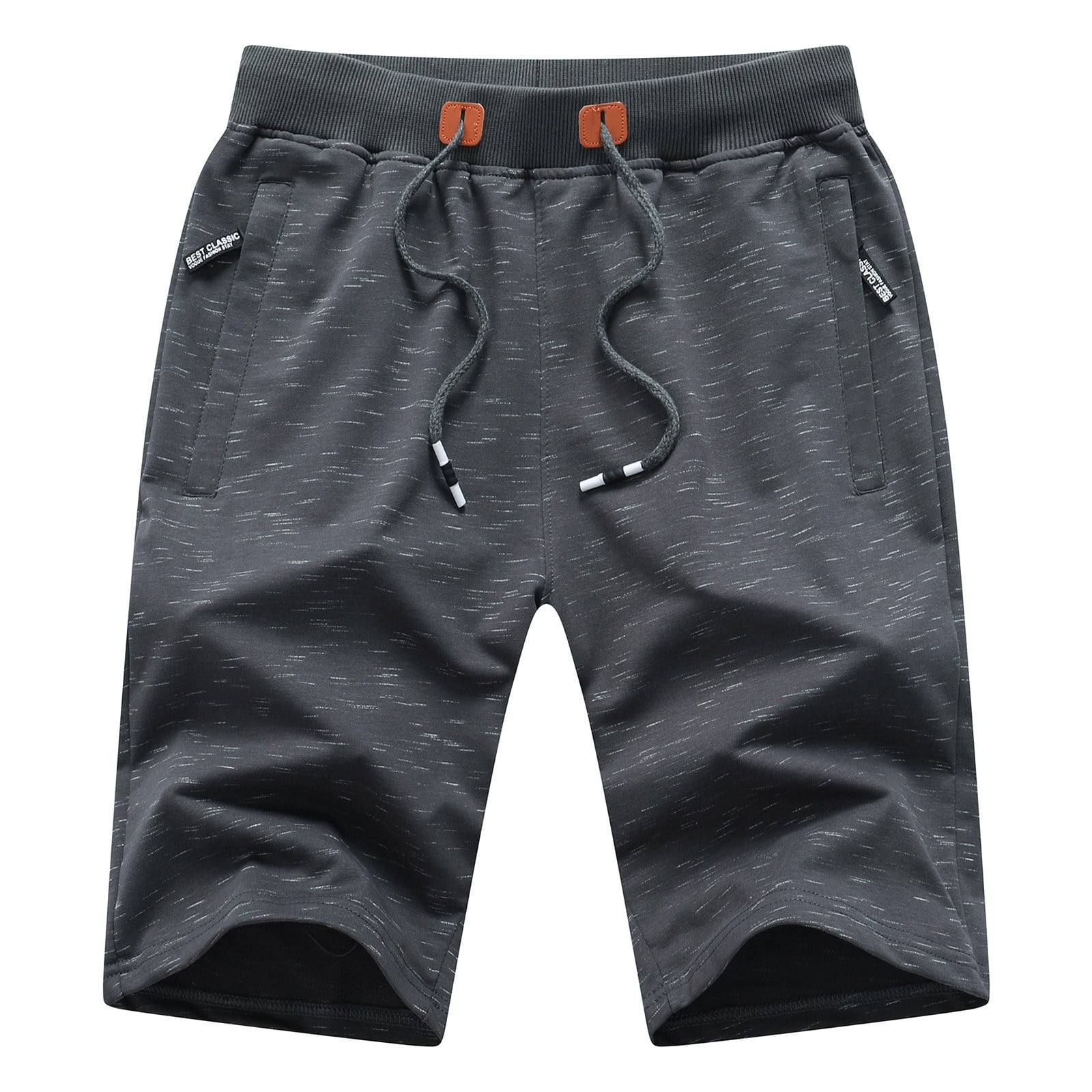 KONDYS Men Casual Sport Shorts With Solid Color Zip Pocket And Waist ...