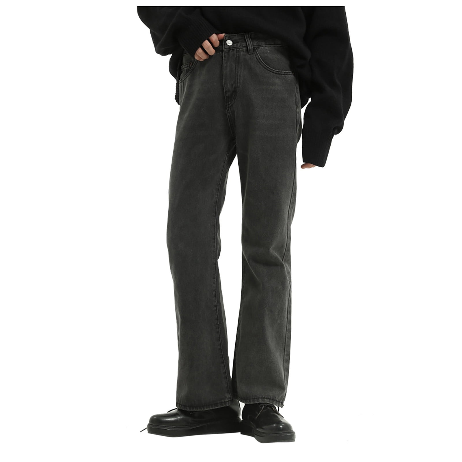 KONDYS Men Pants Slim Fit Flared Jeans Comfort Denim Pants 60s 70s ...