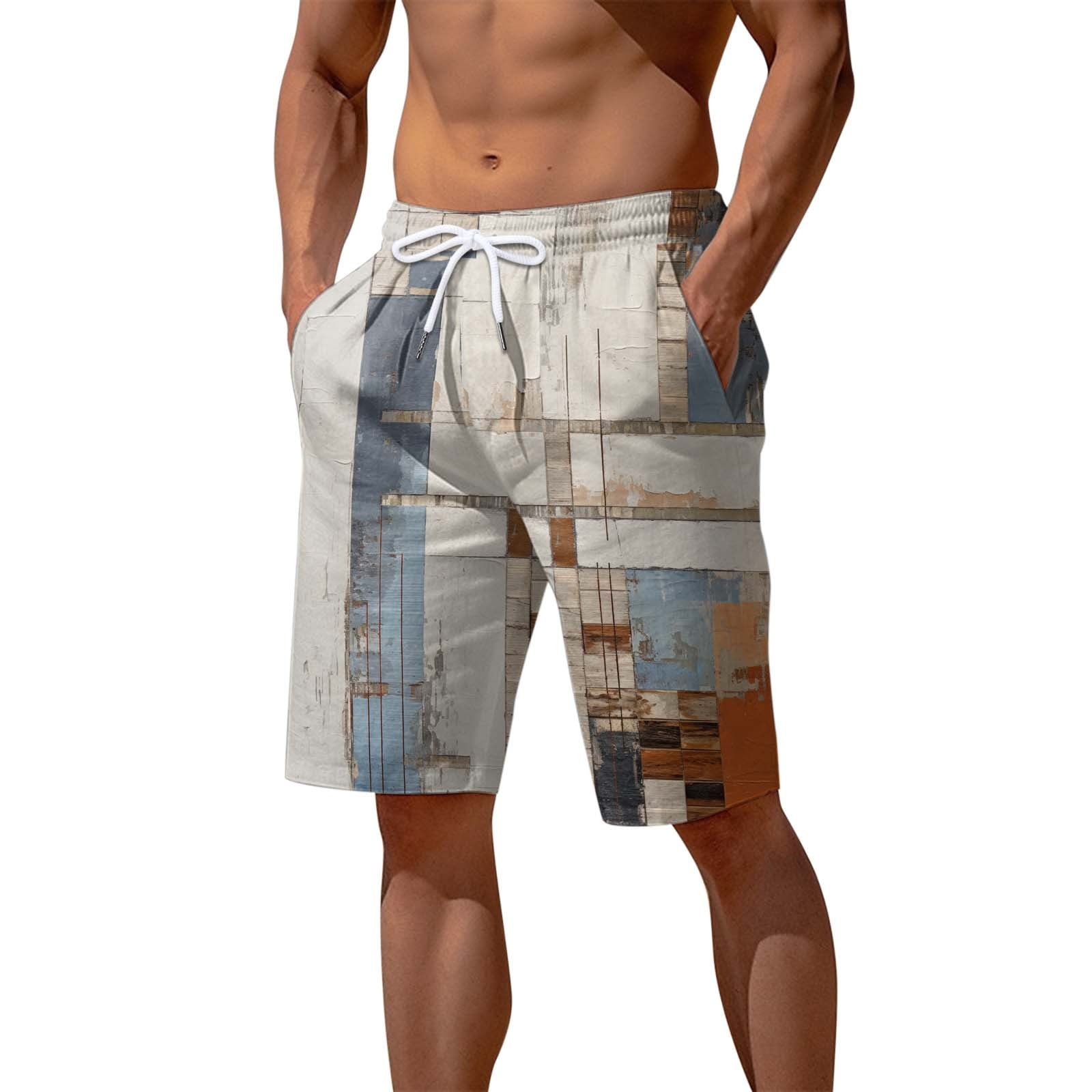 KONDYS Men Spring Summer Color Beach Shorts Drawstring Elastic Waist ...