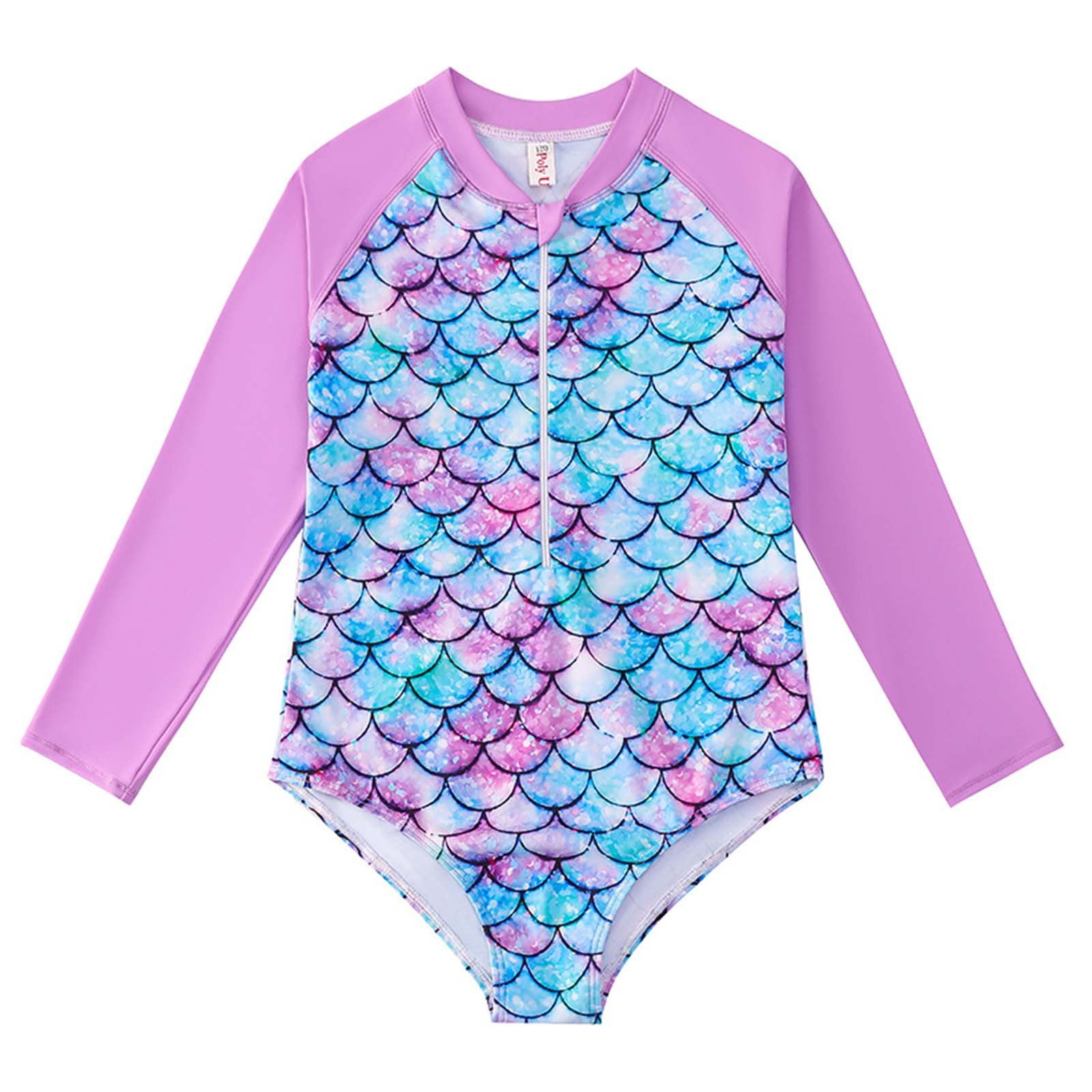 KONDYS Swimwear For Kids Long Sleeve Swimsuit For Girls Scales Design ...