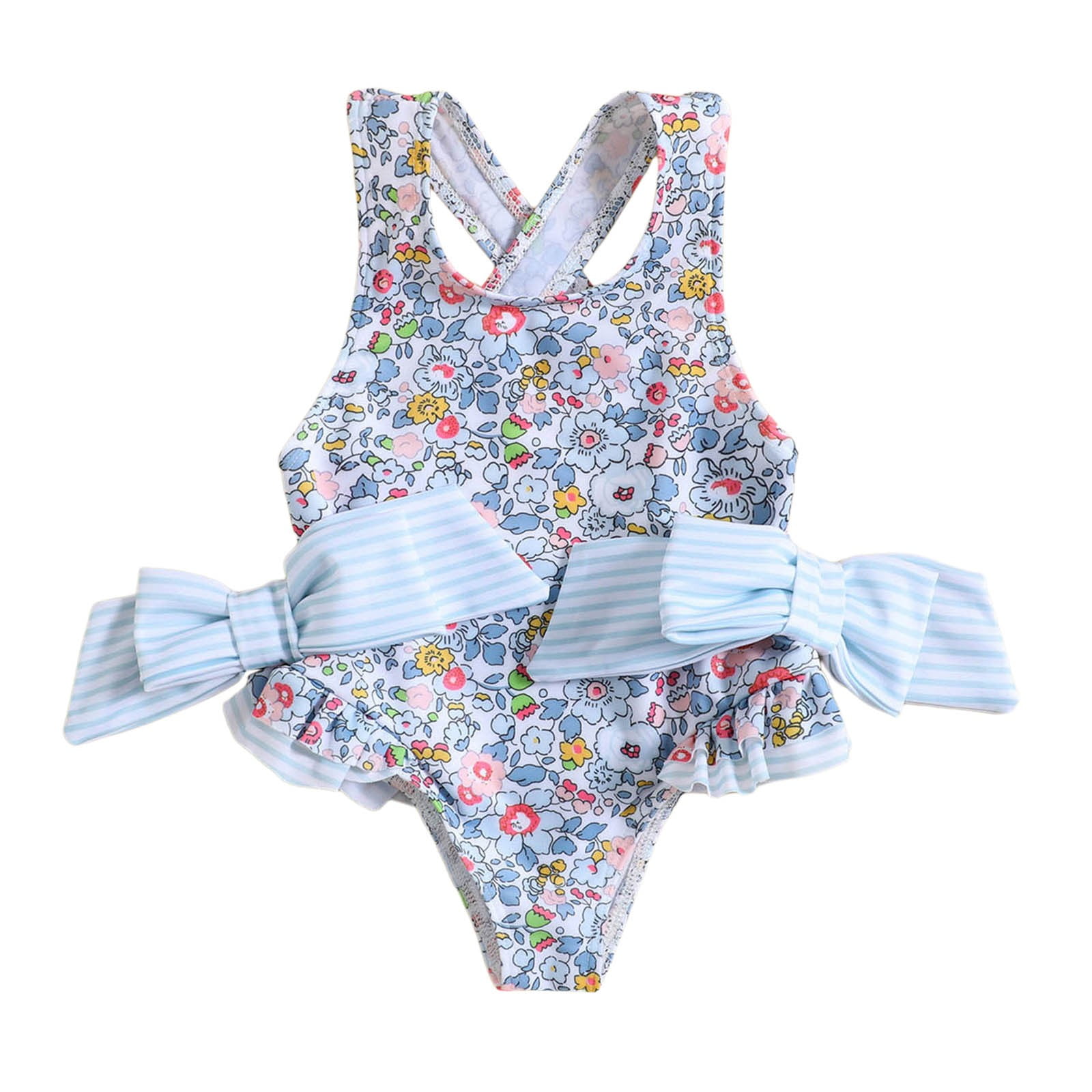 KONDYS Toddler Girls Bathing Suit One Piece Floral Print Backless ...