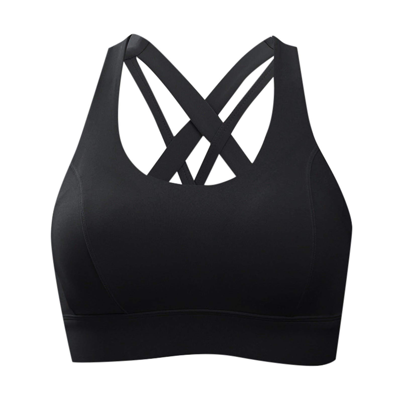 KONDYS Women's Bra Color Block Wireless Sports Bra With Fixed Cups Back ...
