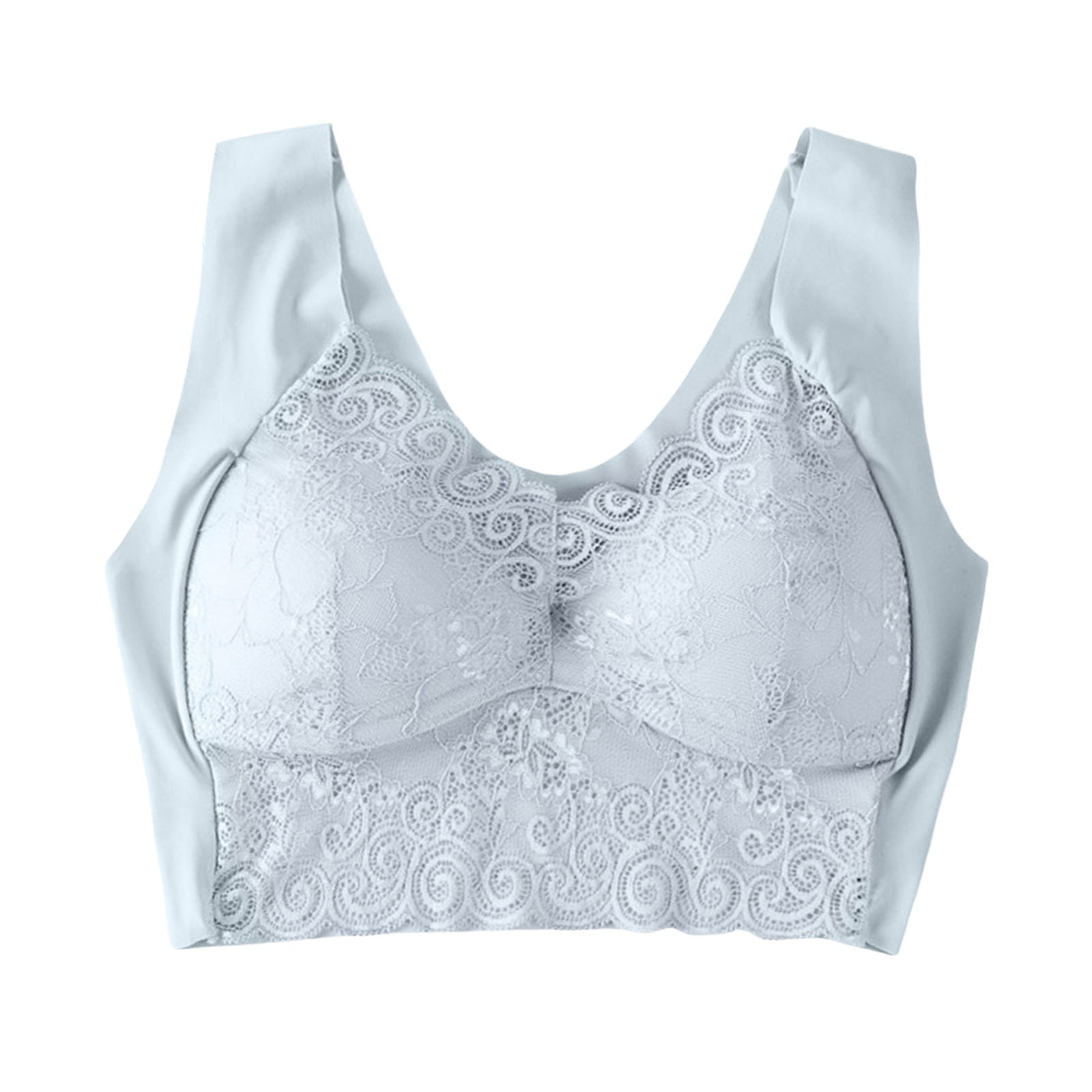 KONDYS Women's Bra Large Size Wireless Lace Vest Bra Thin Side Push Up ...