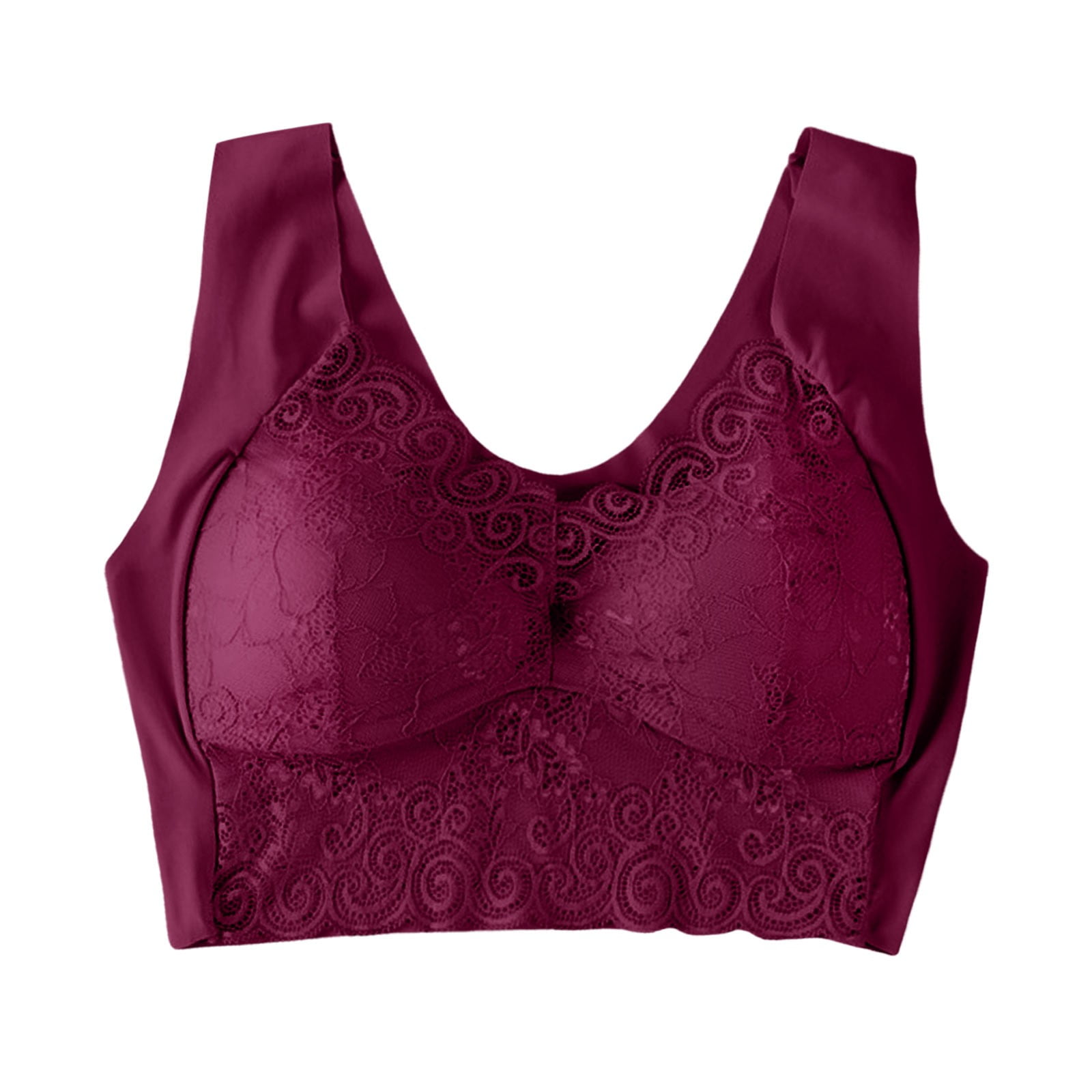 KONDYS Women's Bra Large Size Wireless Lace Vest Bra Thin Side Push Up ...