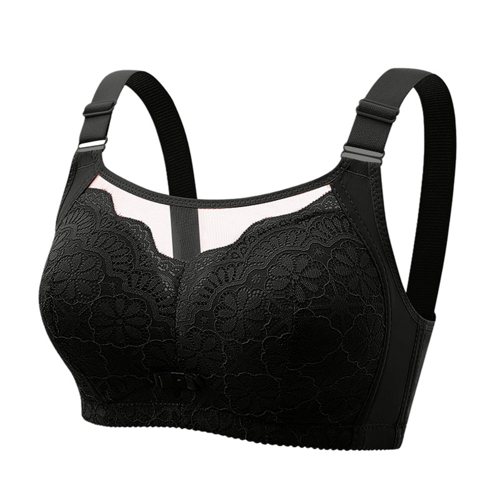 KONDYS Women's Bra Large Sized Daily Lace Bra Wireless Gathered Side ...