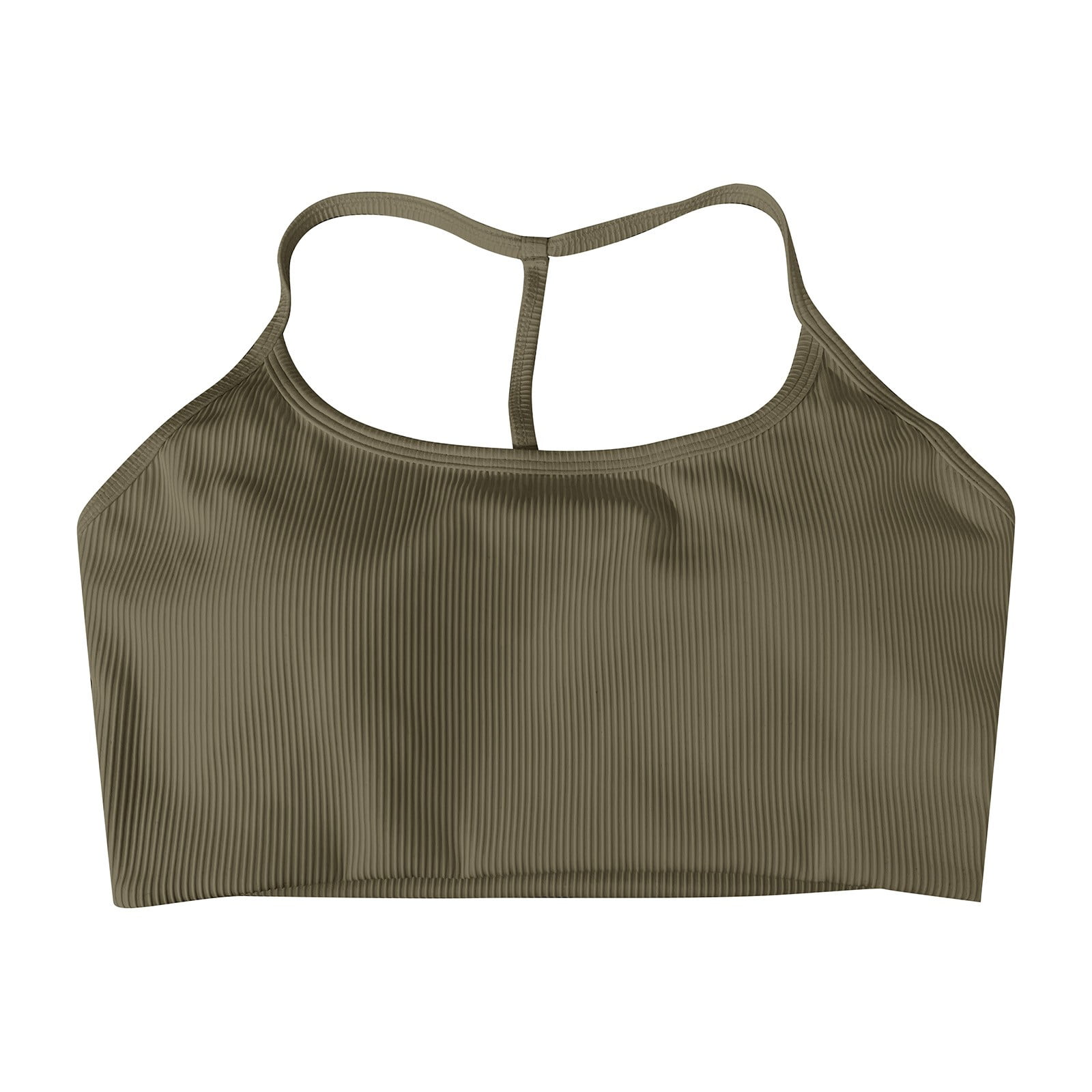 KONDYS Women's Bra Yoga Sports Bra With Ribbed Design Padded Cups Solid ...