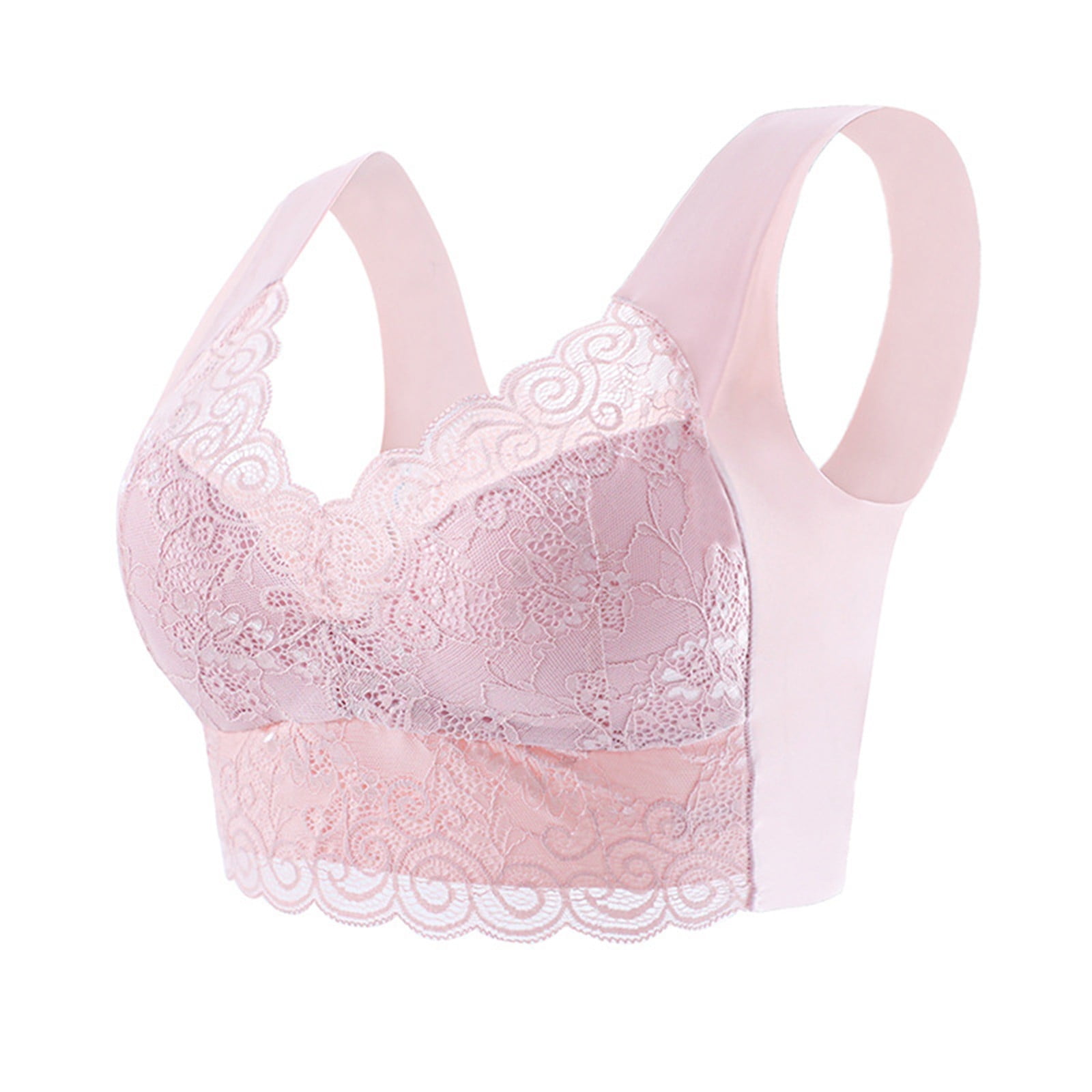 KONDYS Women's Large Size Gathered Beautiful Back No Steel Ring Lace ...
