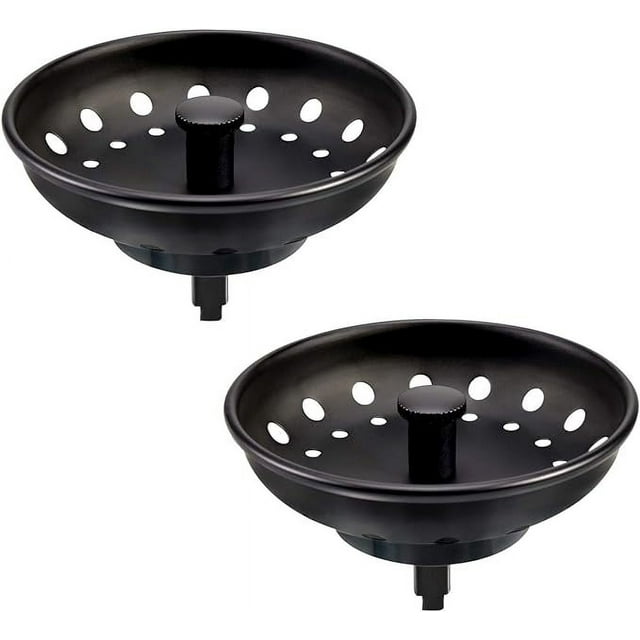 KONE Black Sink Basket Strainer Drain Stopper, 2 Pack Stainless Steel ...