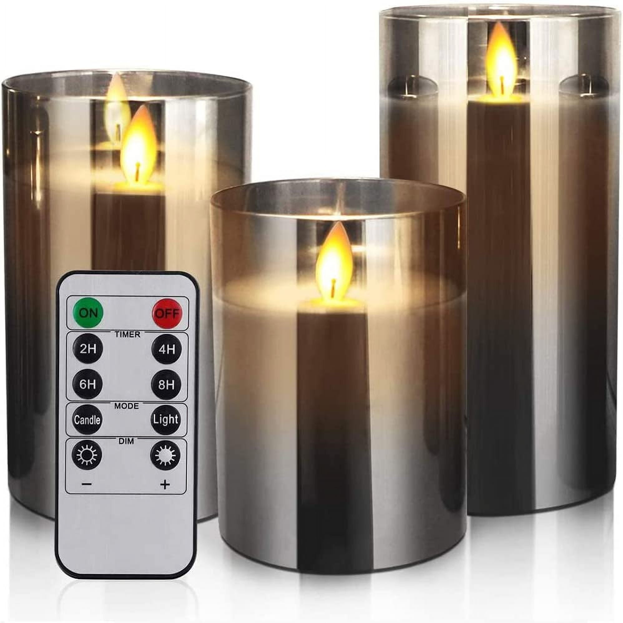 KONEE Flickering Flameless Candles, Glass LED Candles Battery Operated ...