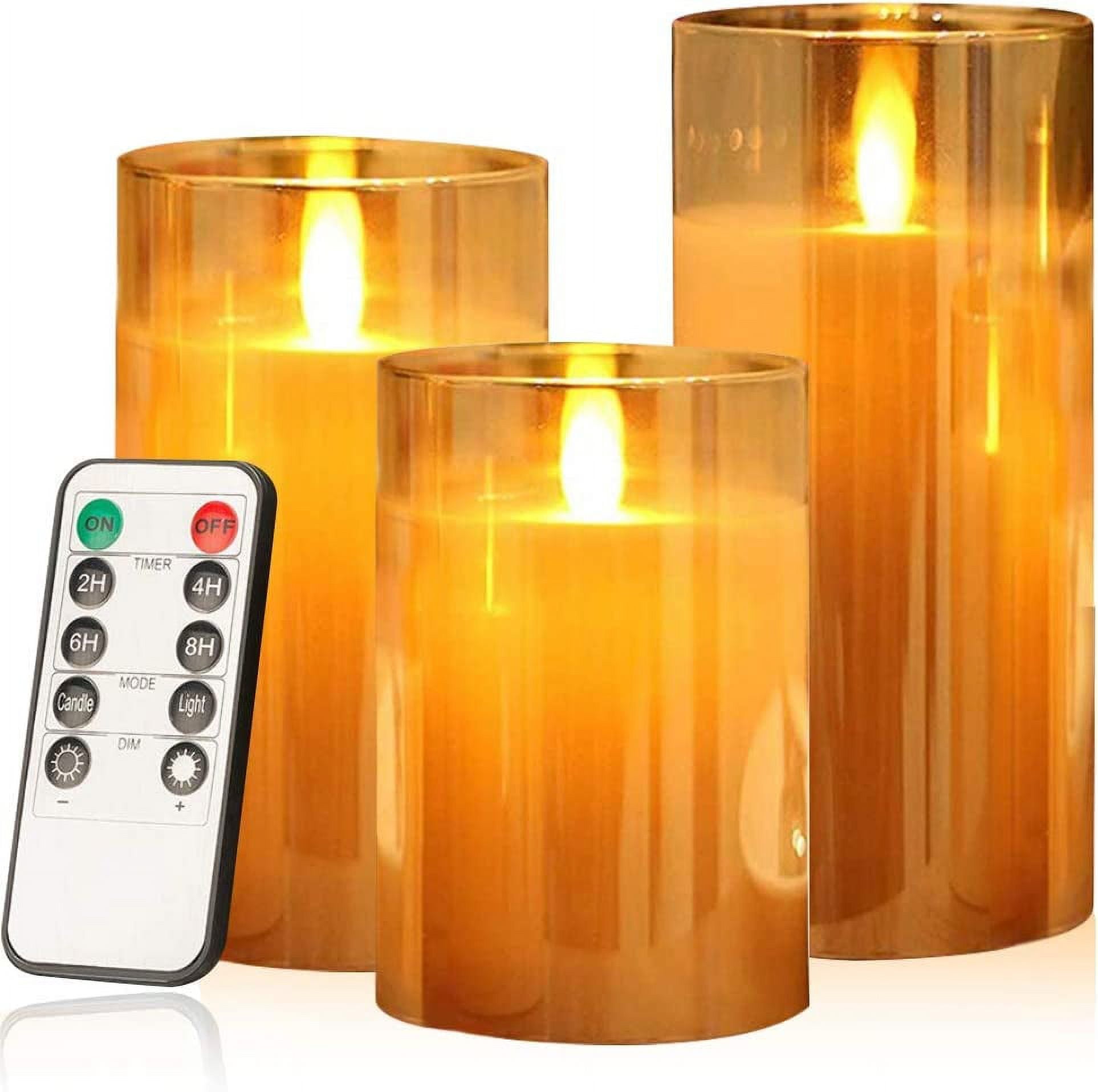 KONEE Flickering Flameless Candles, Glass LED Candles Battery Operated ...