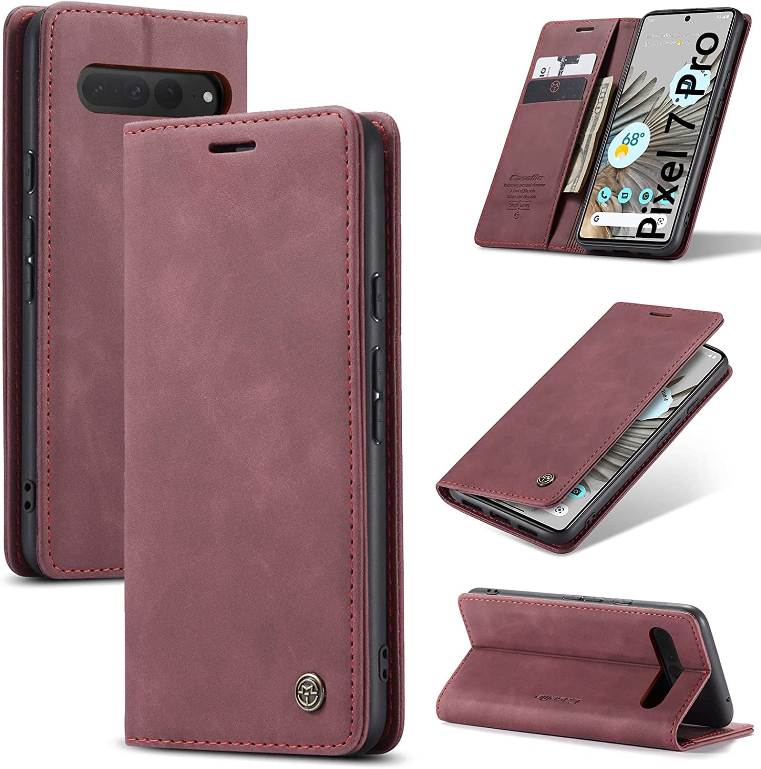 KONEE Wireless Charging Foldable Faux Leather Flip Case with Card Slot ...