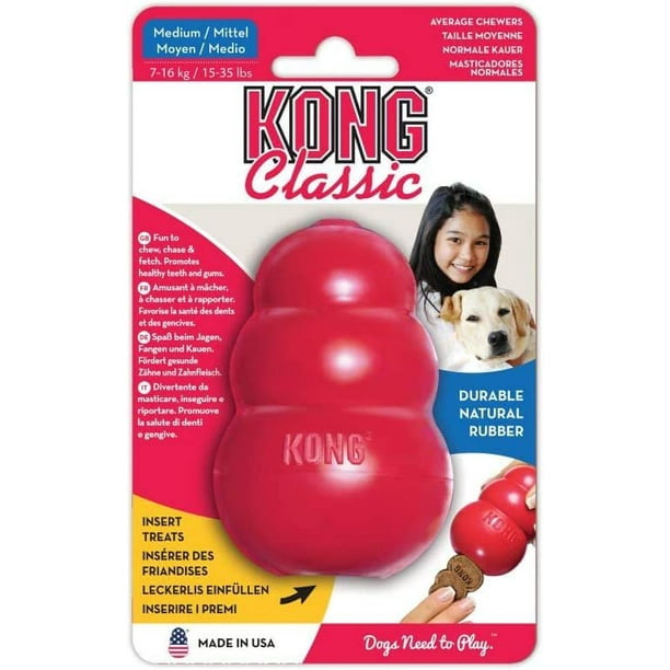 KONG Classic Dog Chew Toy, Red, Medium 3.5 inches - Walmart.com