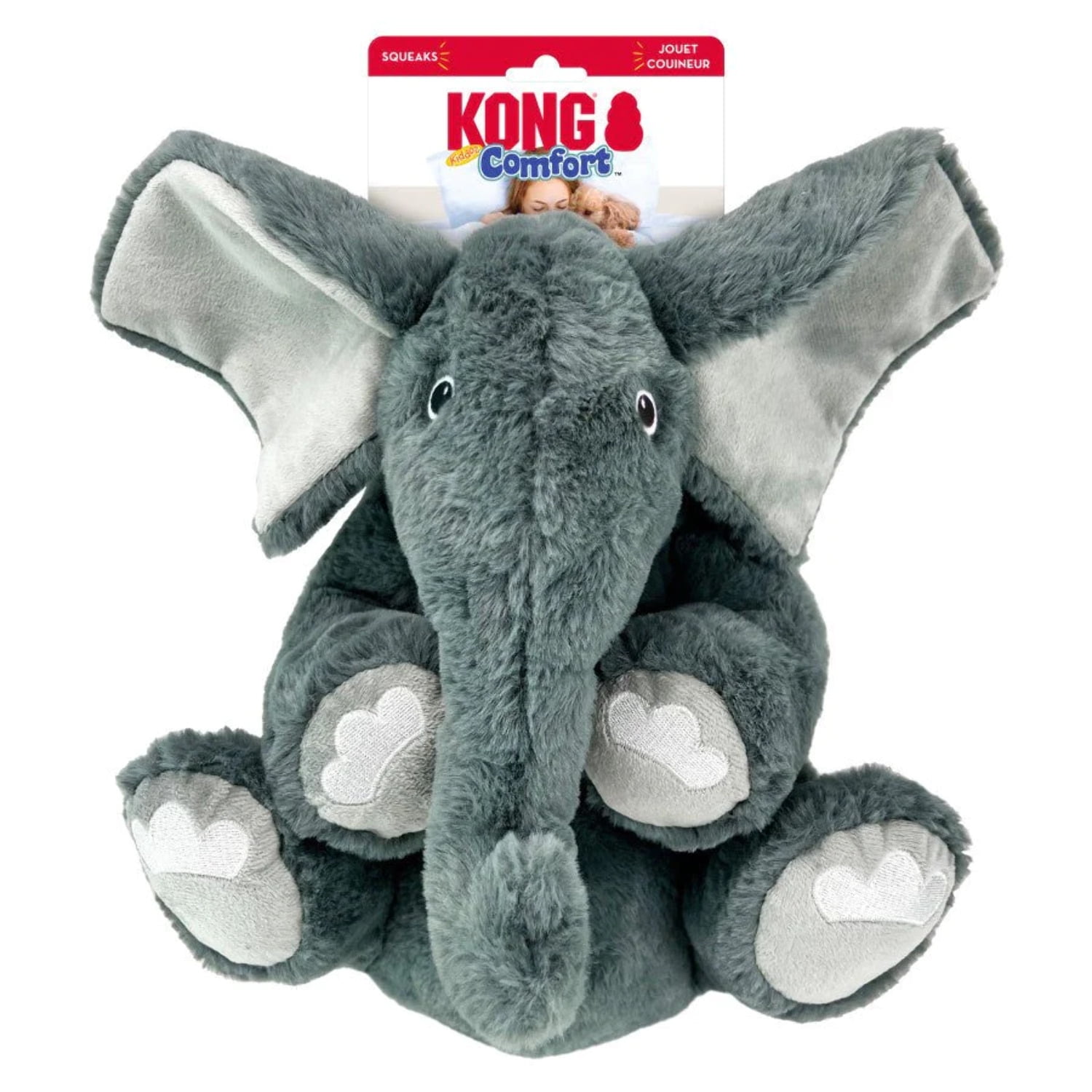 KONG Comfort Kiddos Jumbo Elephant XL Dog Toy - Extra-Soft Plush with ...