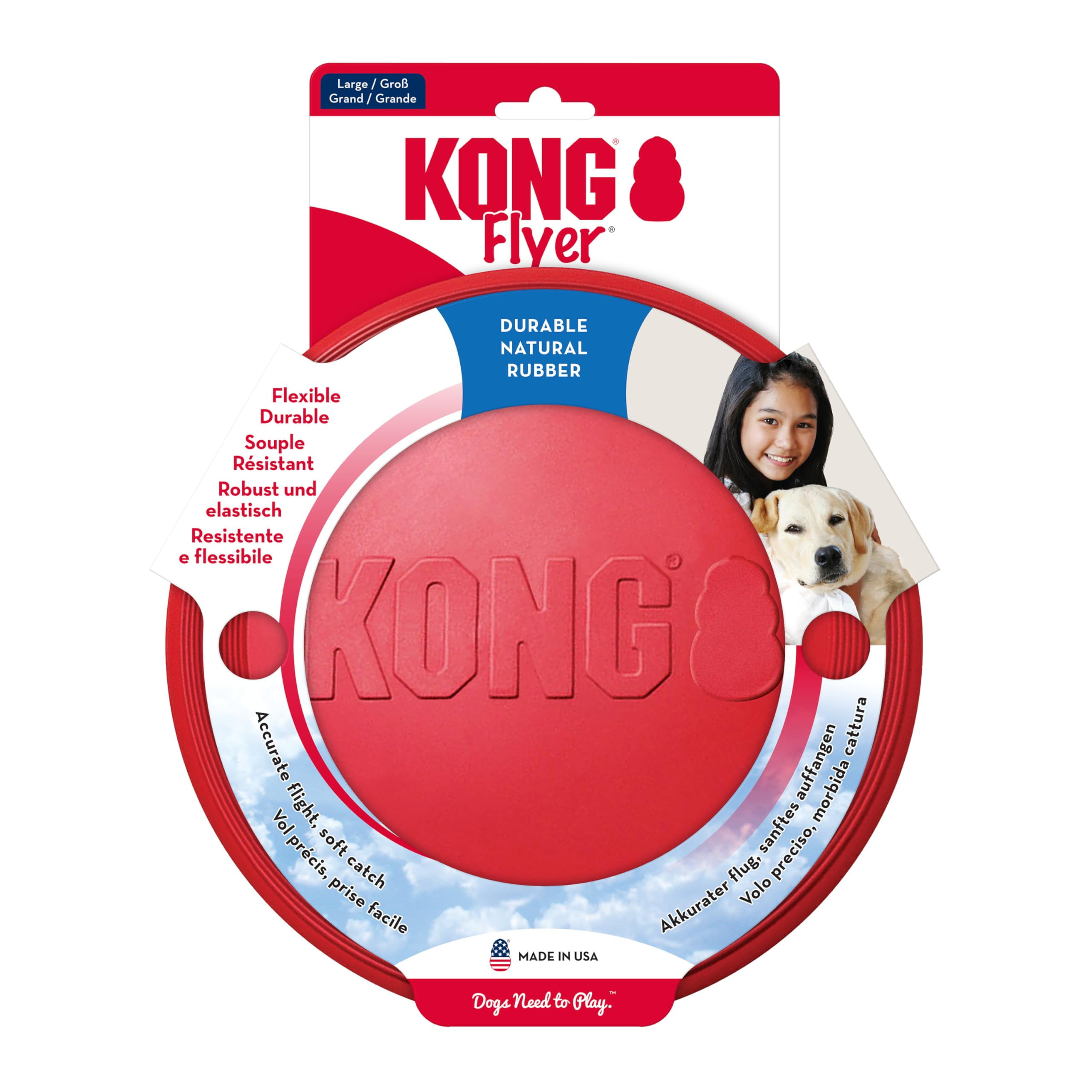 KONG Flyer - Durable Dog Toy AIS1 for Outdoor Playtime - Natural Rubber ...
