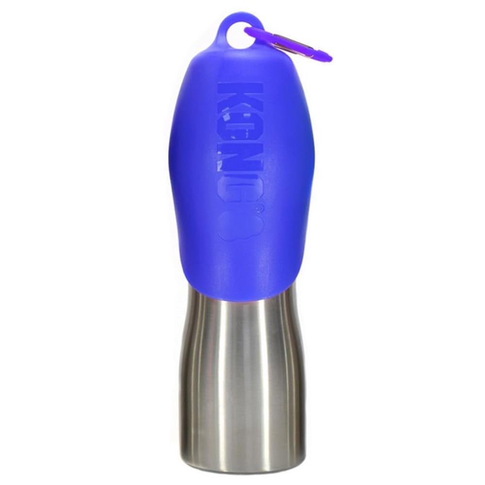 KONG H2O Stainless Steel XEF1 Dog Water Bottle & Pet Travel Bowl, 25 oz ...
