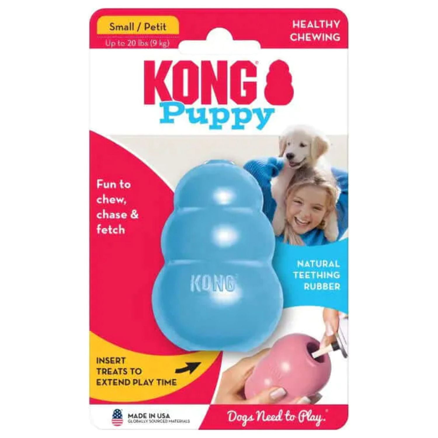 KONG Puppy KP3 Small Rubber Dog Chew Toy - Blue - Walmart.com