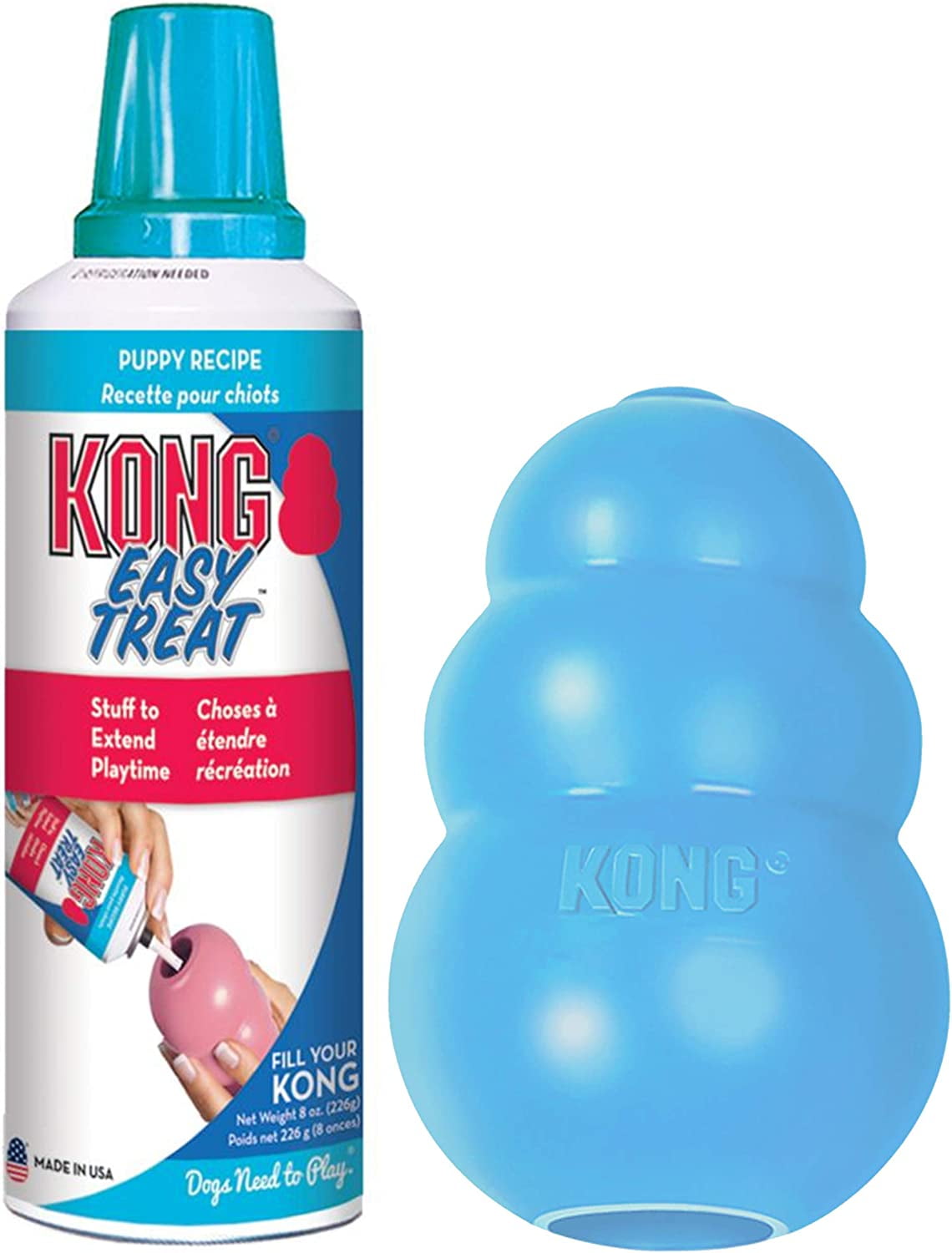 KONG - Puppy Toys for Teething with Puppy Easy Treat Stuffing (Colors ...