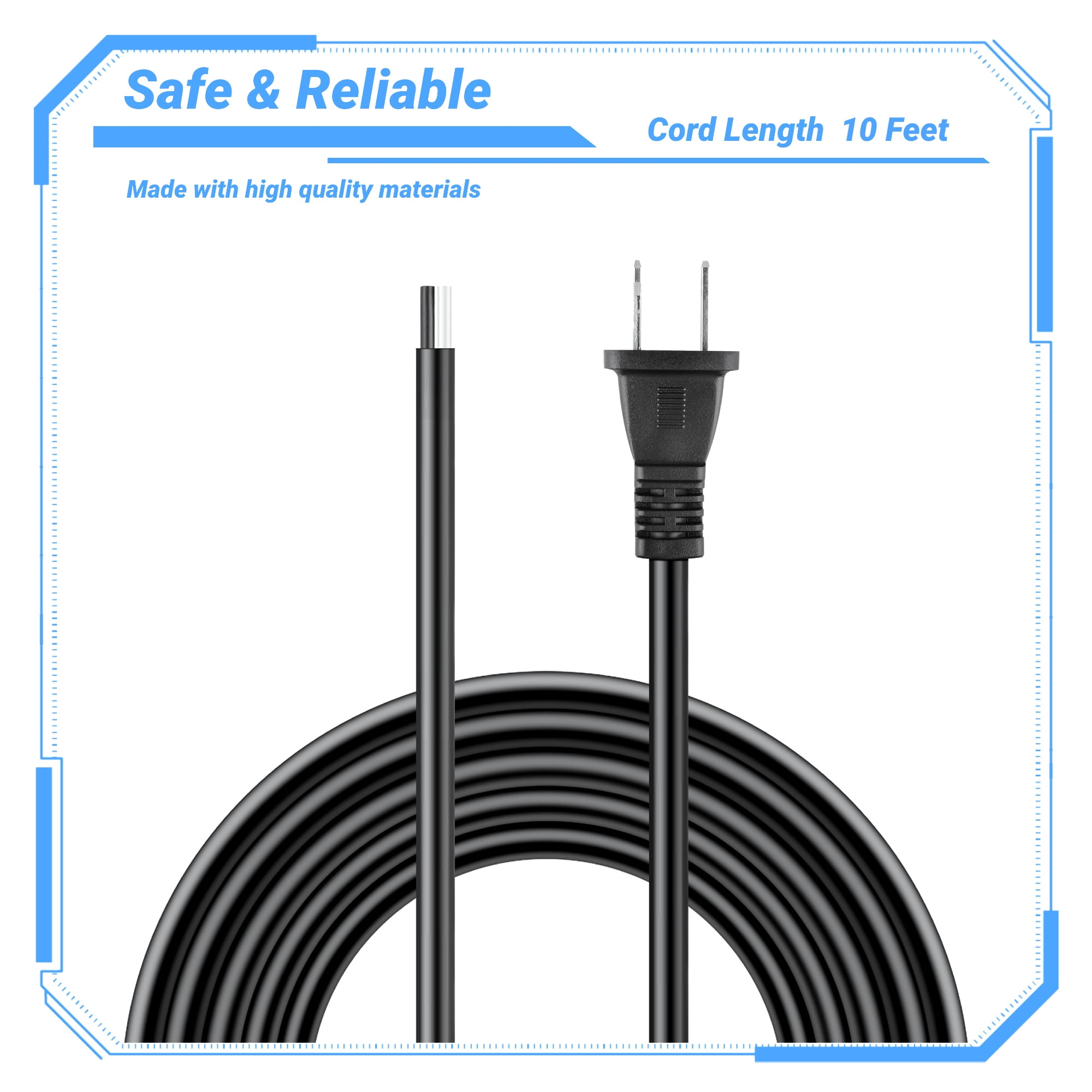 KONKIN BOO 10ft UL Listed 18AWG AC Power Cord Cable Replacement For ...