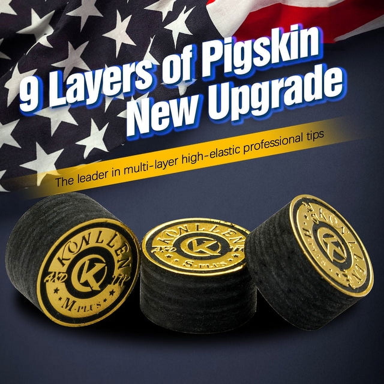 KONLLEN CUE Tip Pool Cue Stick Tip S/M/H 14mm Tip 9 Layers of Skin Cue ...