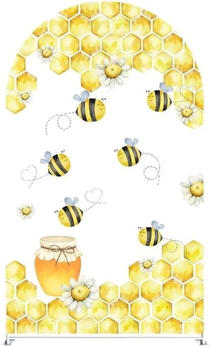 KONPON Honey Bee Arched Fabric Backdrop Covers Arch Stand Cover for ...