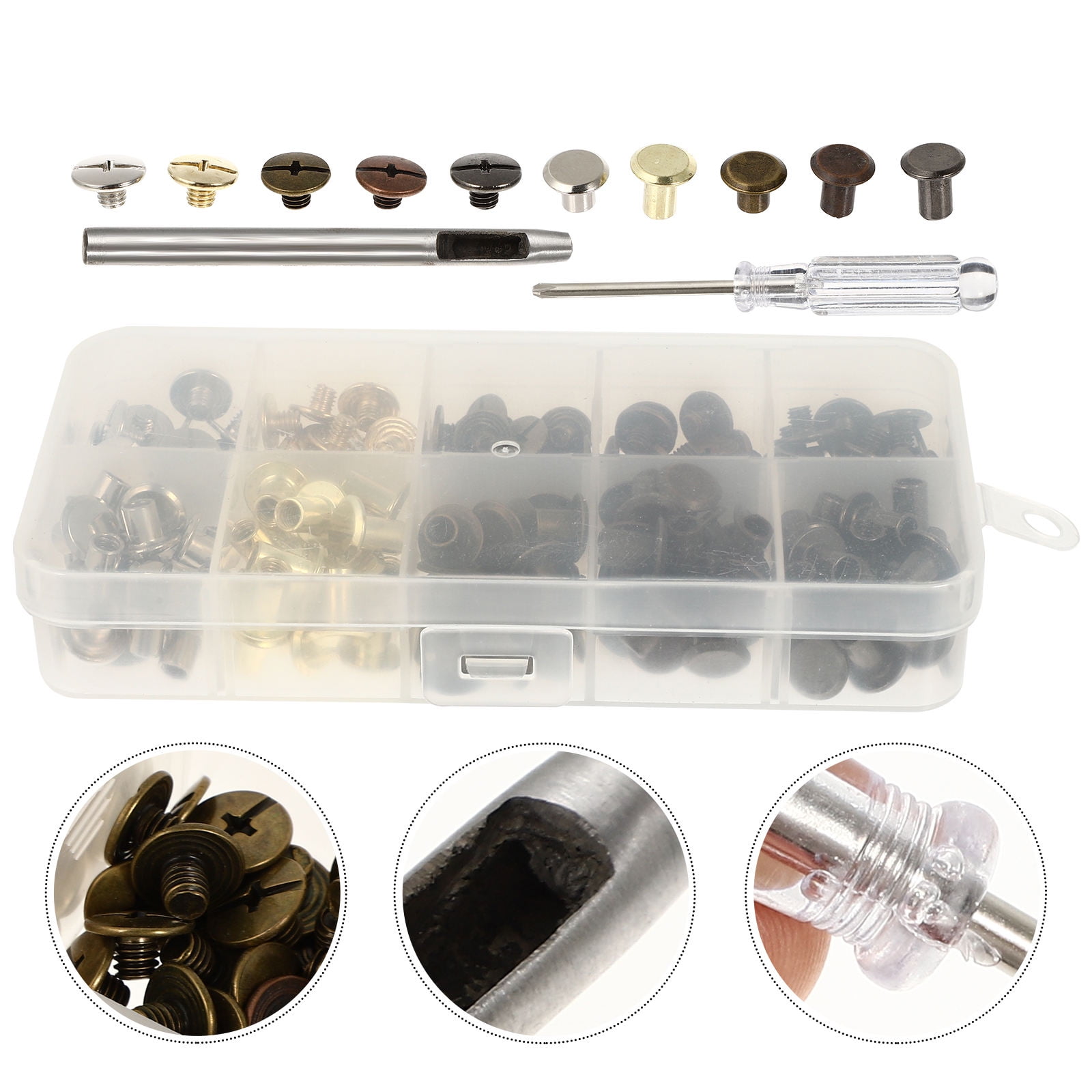 KONTONTY 100 Pairs Clothes Diy Rivets In 0.3x0.4x0.4in Size For Leather ...