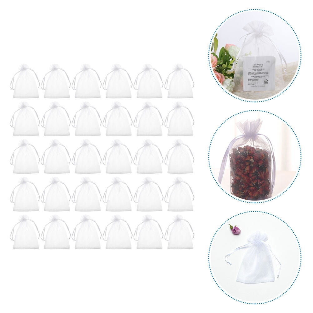 KONTONTY 100 Pcs Jewelry Storage Pouch Portable Drawstring Bag Mesh ...