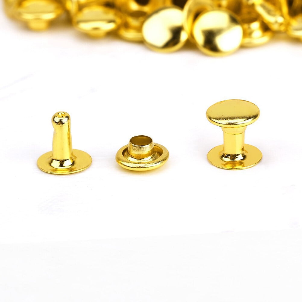 KONTONTY 100Pcs Round Mushroom Shaped Metal Rivets Golden Diy Punk ...