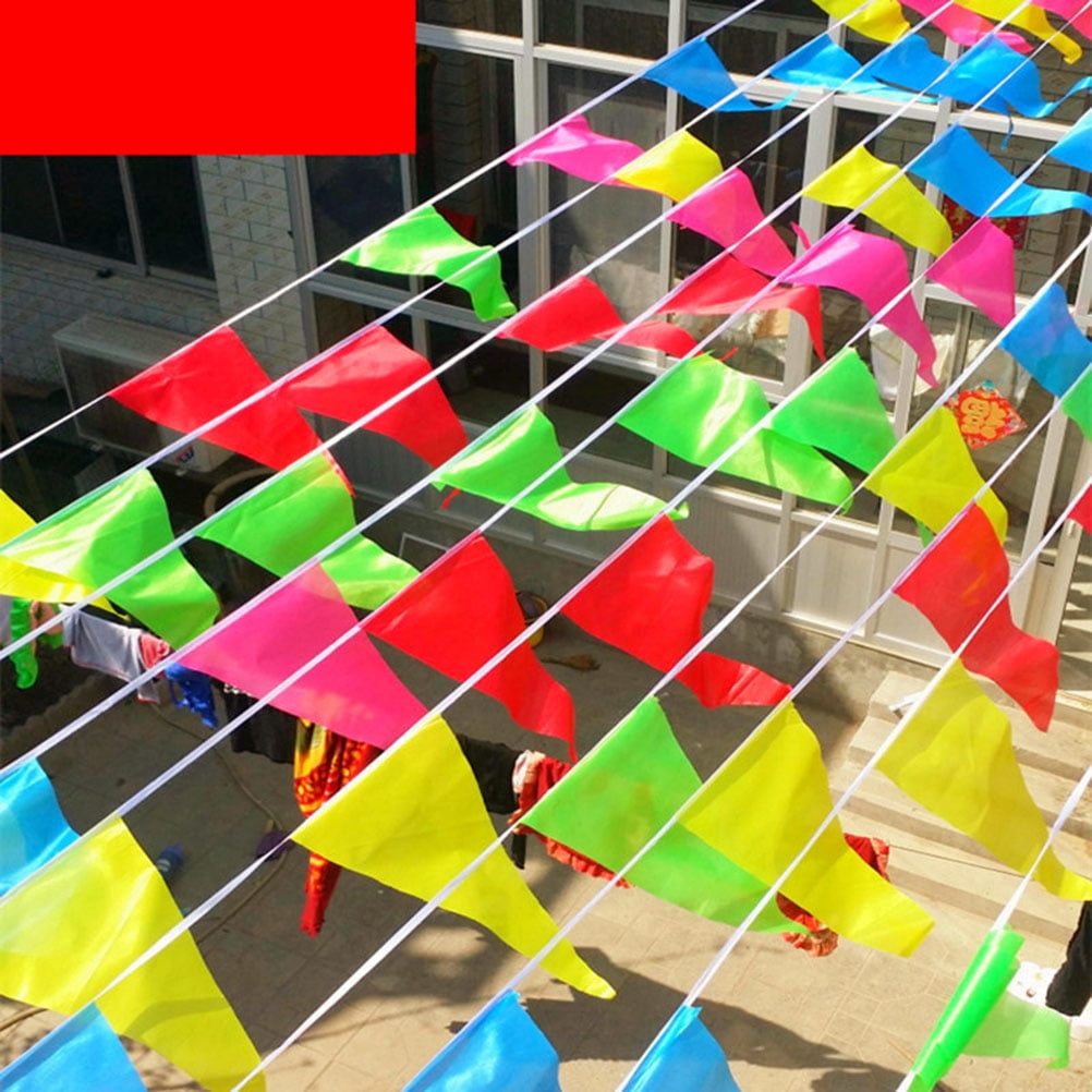 KONTONTY 100m Bunting Banner Multicolor Pennant Banners Flag Outside ...