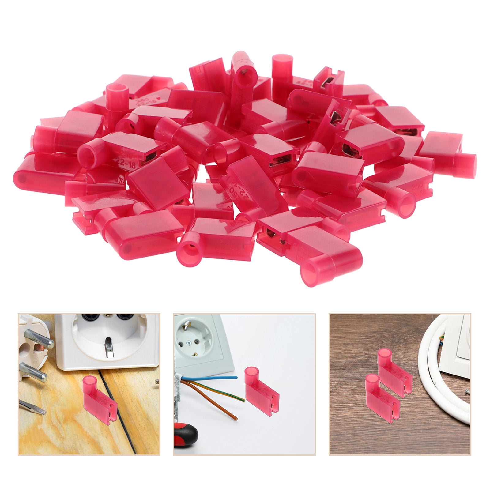 KONTONTY 100pcs Female Wire Connectors Plastic Flag Terminal Blocks ...