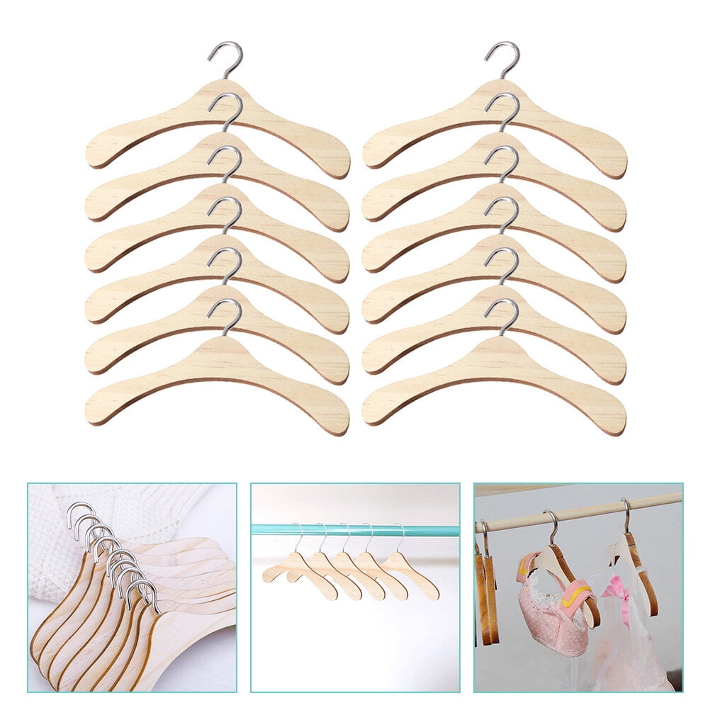 KONTONTY 12 Pcs Toy Bear Clothes Rack Doll Outfit Hangers Dolls for ...