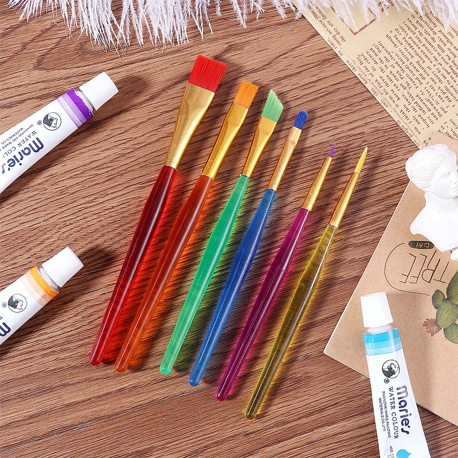 KONTONTY 12Pcs Painting Brushes For Children Over 3 Years Old Assorted ...