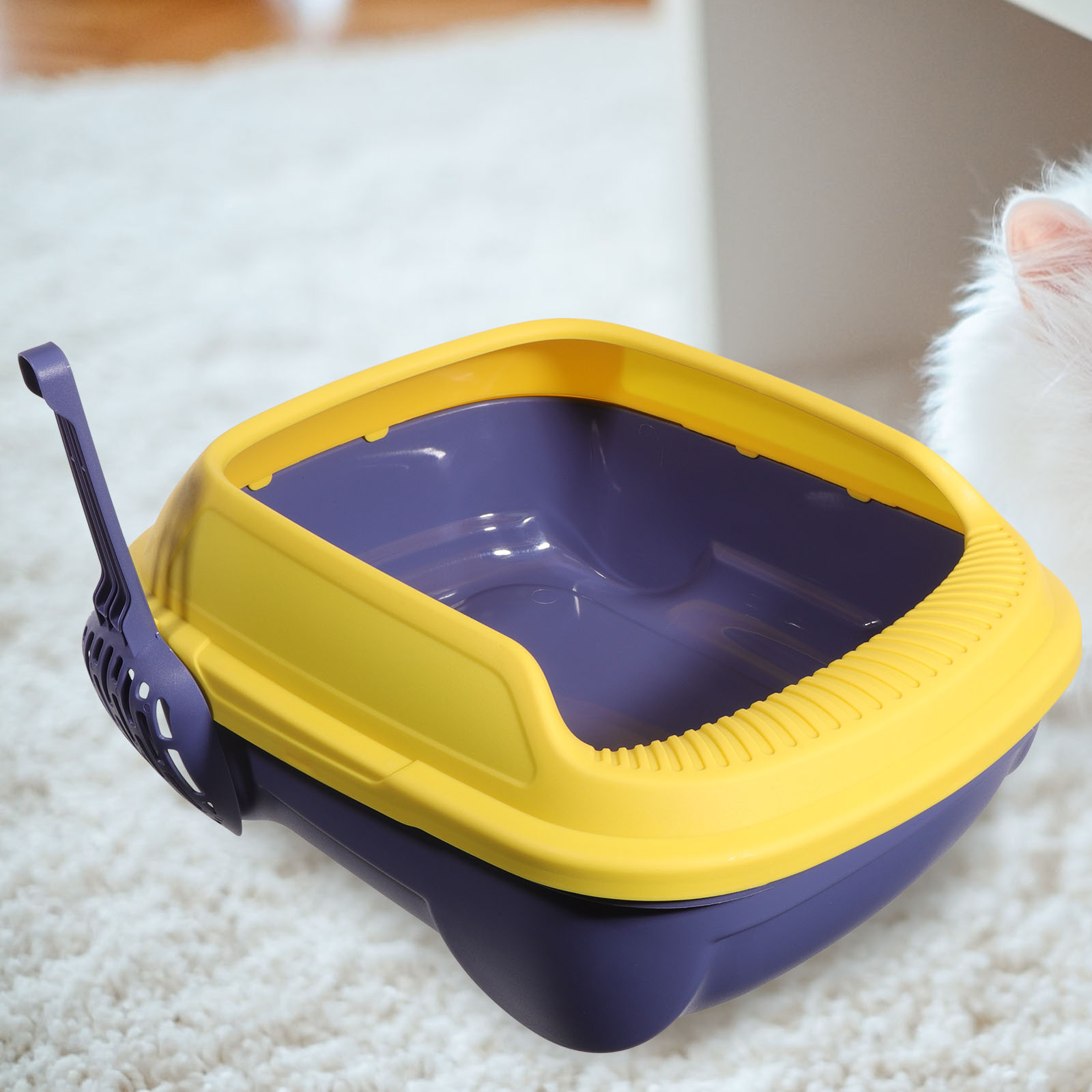 KONTONTY 1Pc In Type Litter Pan Cat Feed Spatula Cat Ears Semi-closed ...