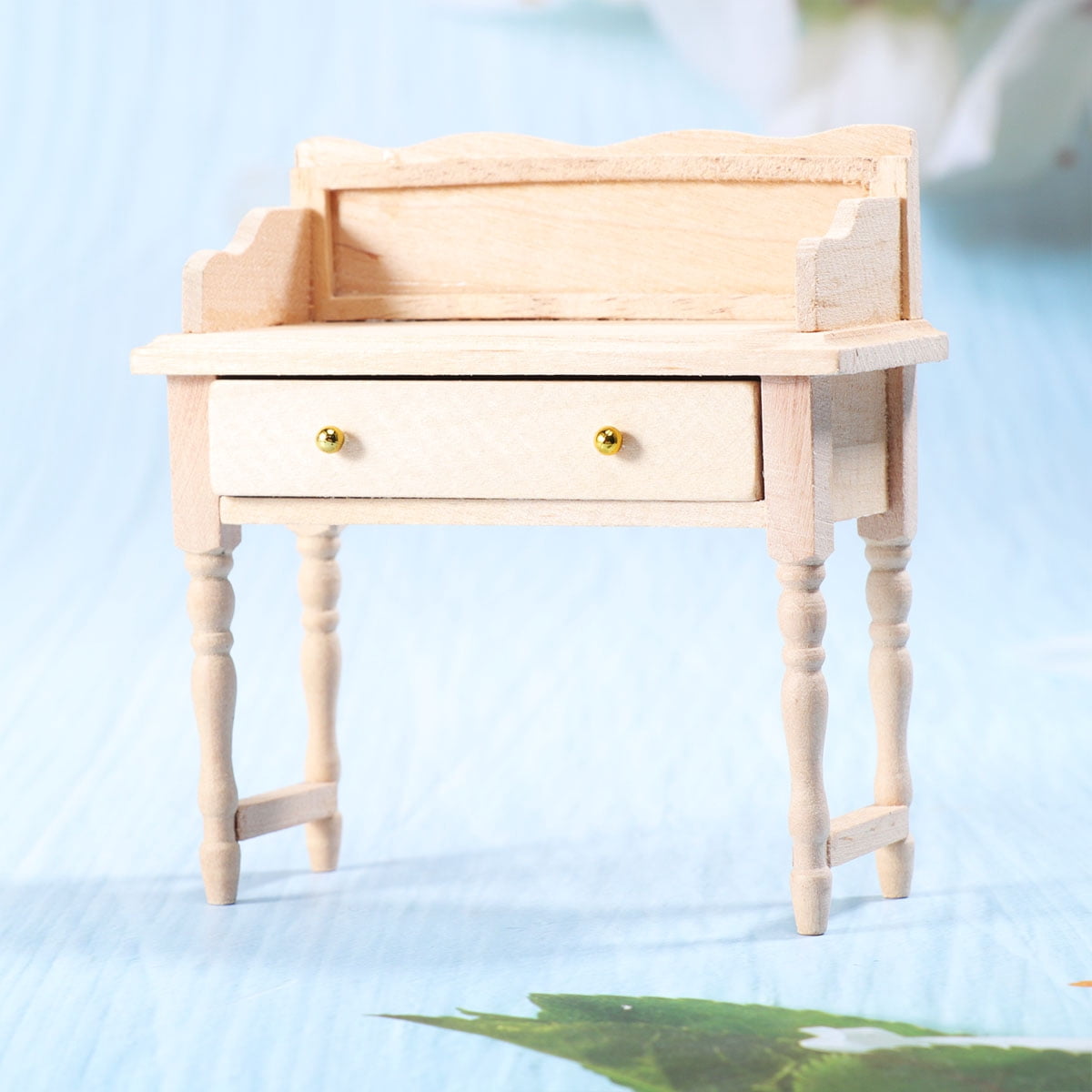 KONTONTY 1Pcs Pretend Play Mini Desk for Dollhouse Tables Kids Wooden ...