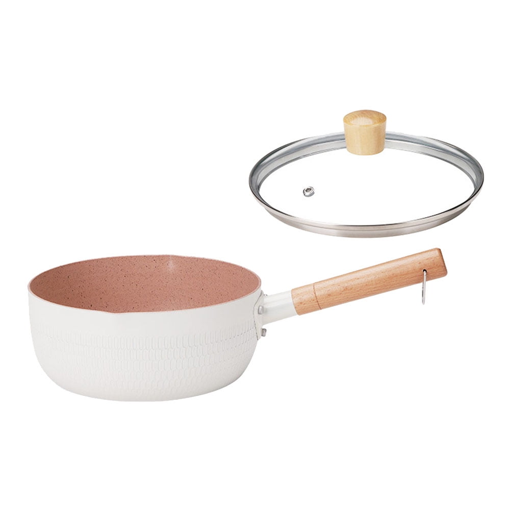 KONTONTY 1Set Round White Sauce Pan Nonstick Suitable For Stovetop Milk ...