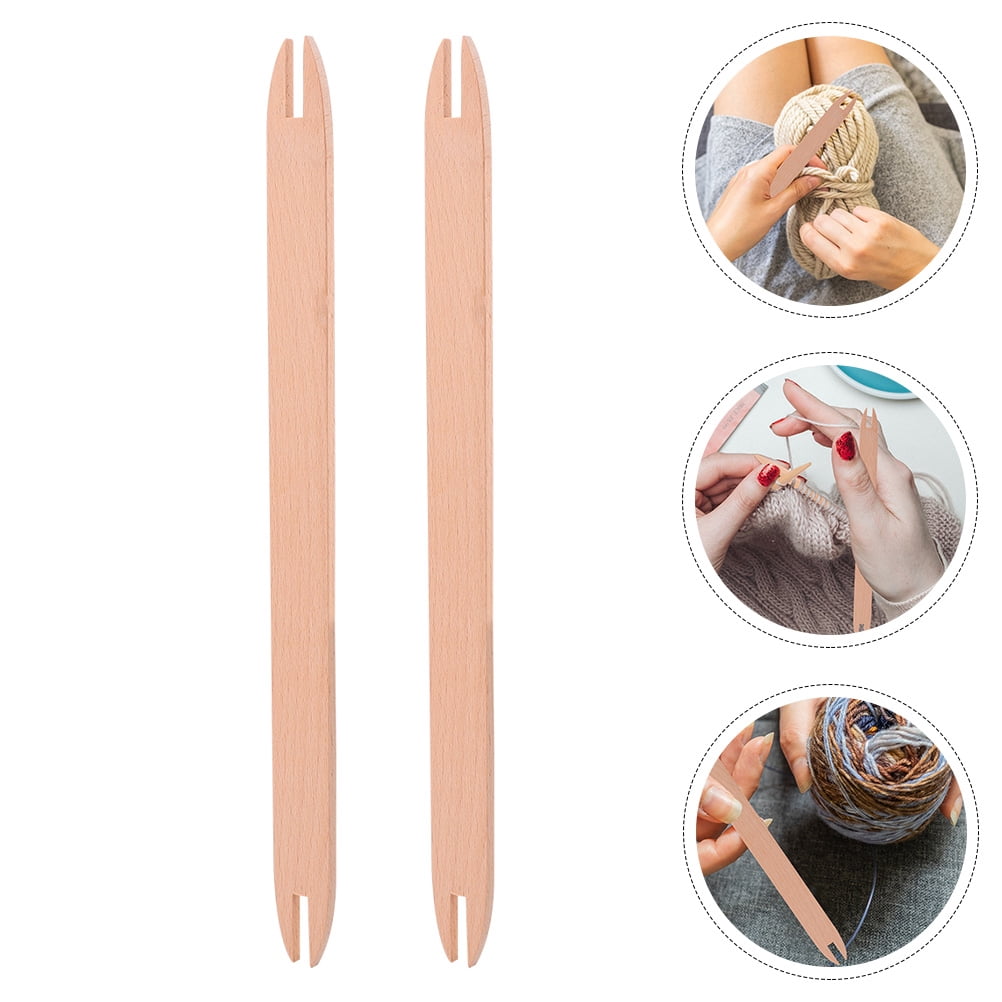 KONTONTY 2-Pack Natural Wooden Knitting Shuttles for Weaving Scarves ...