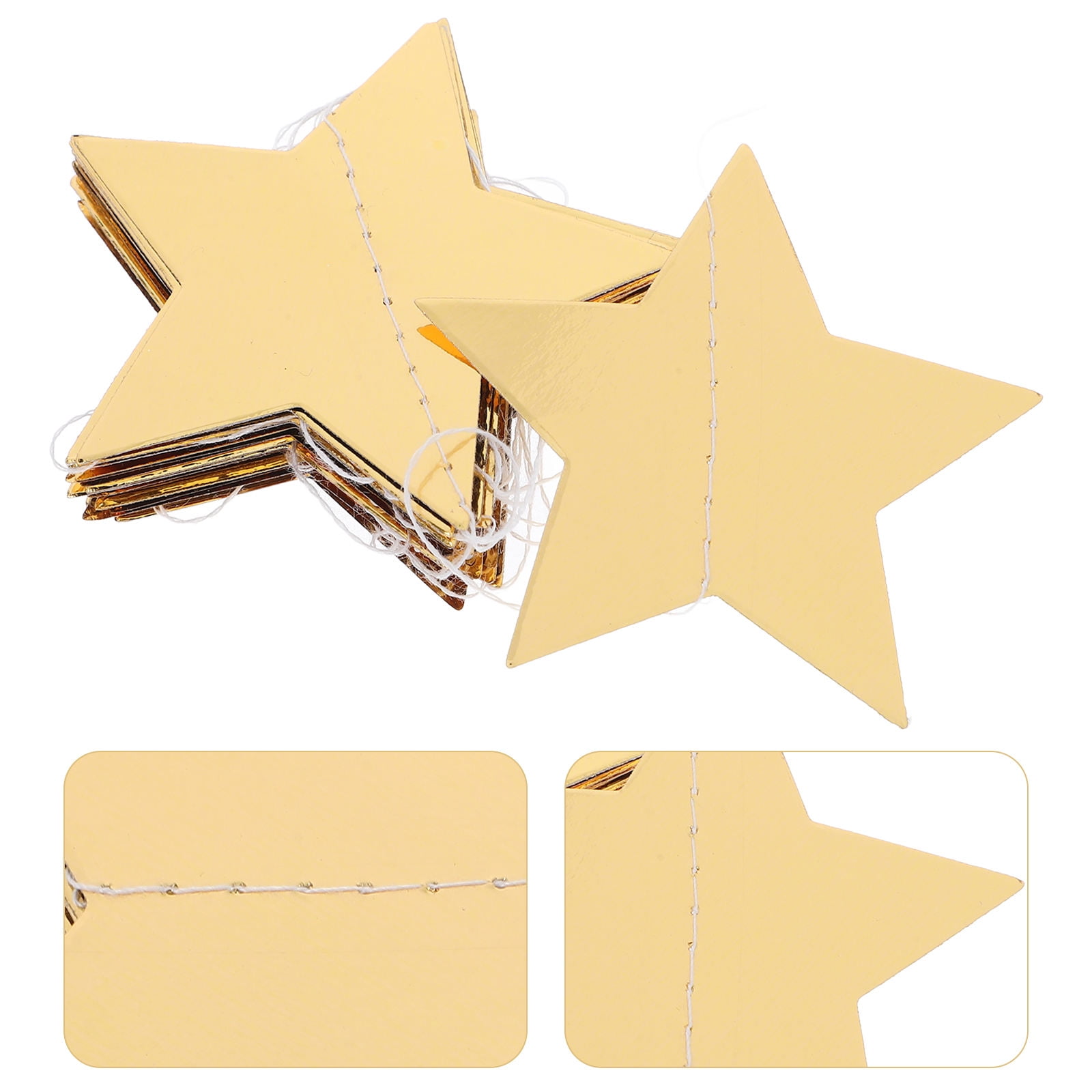 KONTONTY Golden Paper Star Garland for Decor Use Bright Reflective ...