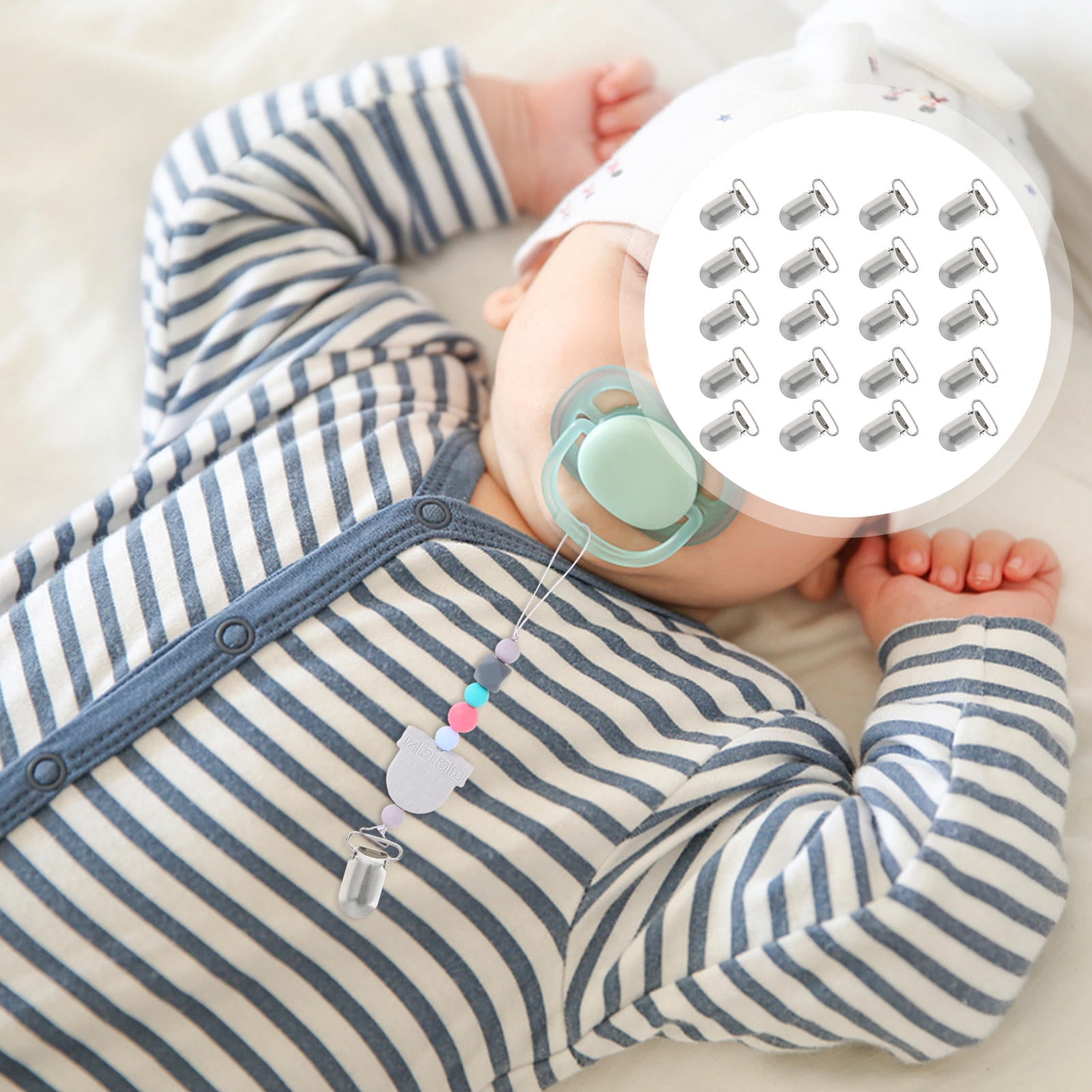 KONTONTY 20 Pcs Baby Boy Pacifier Clips Duckbill Buckle Strap Hook ...