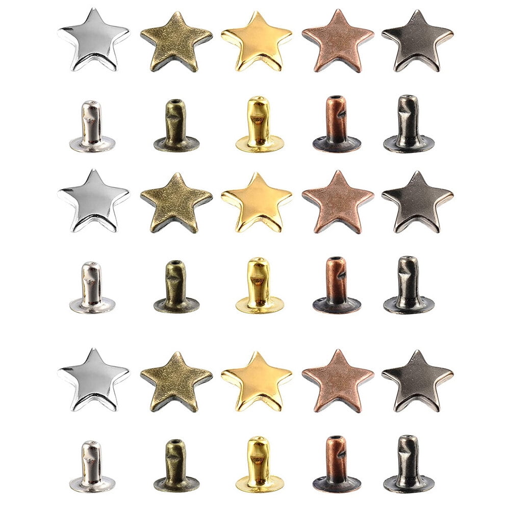 KONTONTY 200Sets Metal Rivets Star Shape Durable Rivets for DIY Craft ...