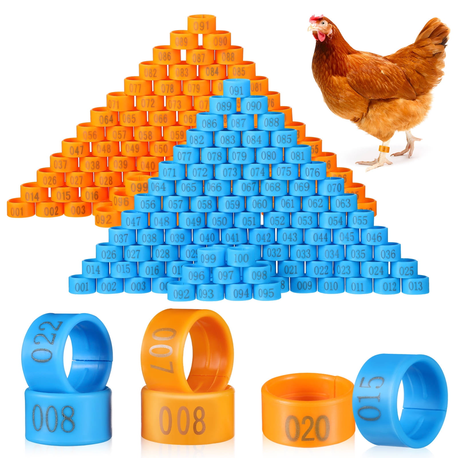 KONTONTY 200 Pieces Numbered Poultry Leg Bands -On for Birds Animal ...