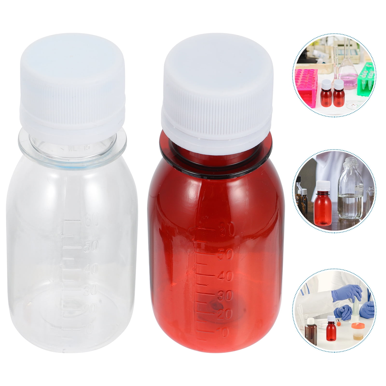 KONTONTY 20Pcs Transparent Laboratory Reagent Bottle Pet Material Leak ...