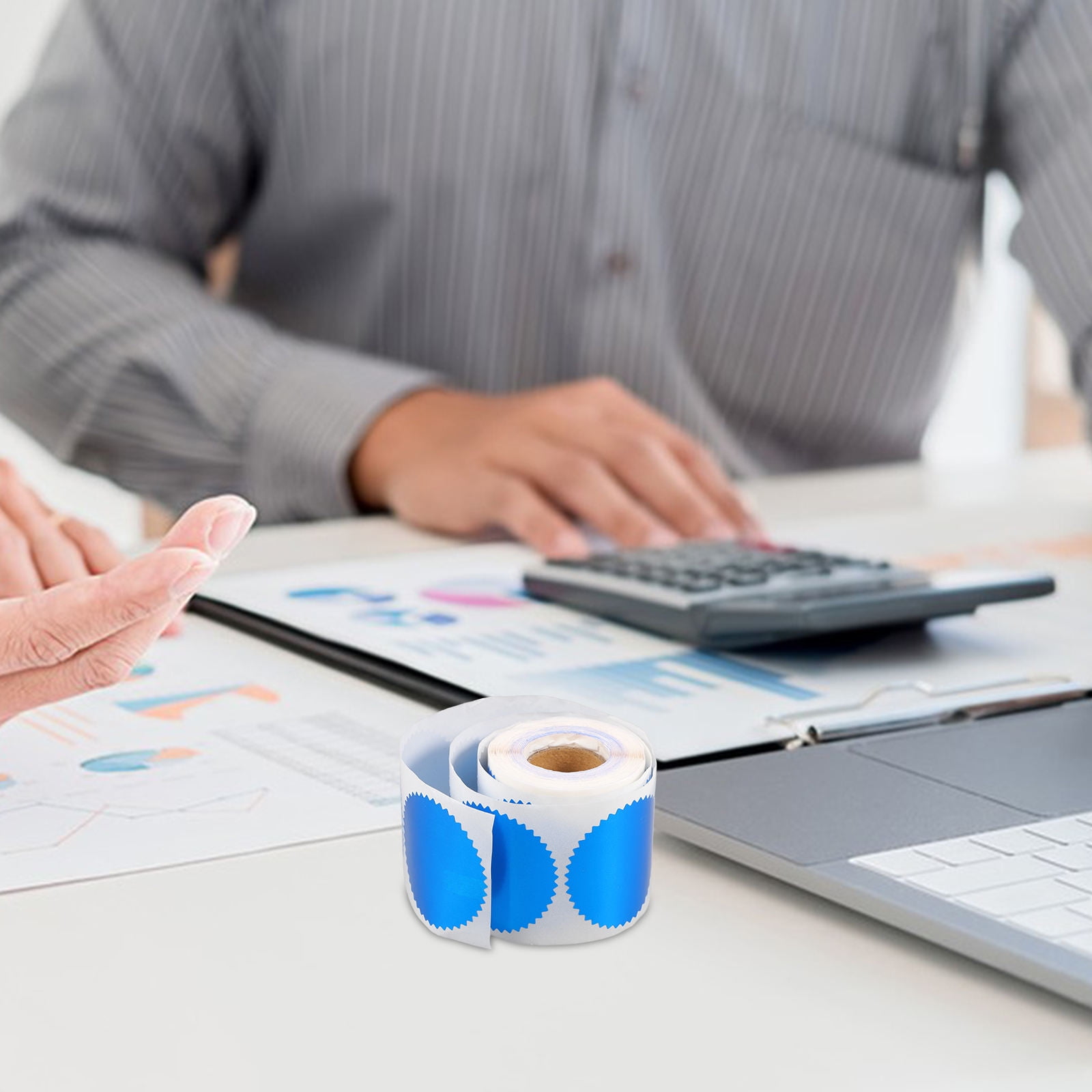 KONTONTY 250pcs Blue Certificate Stickers With Serrated Edge For ...