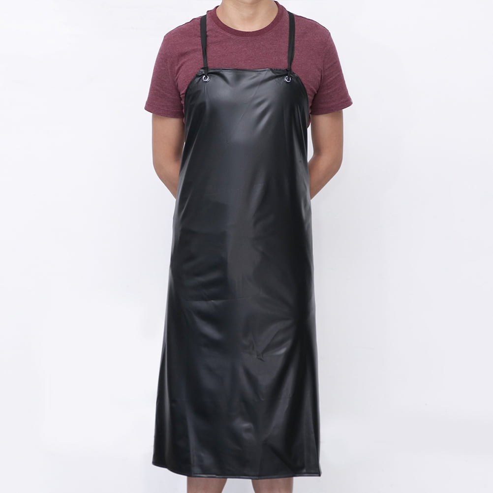 KONTONTY 2Pack Black PVC Waterproof Butcher Apron for Commercial ...