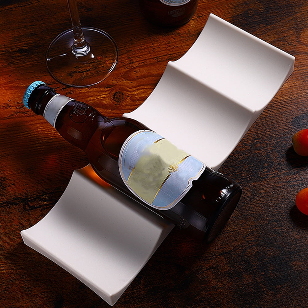 KONTONTY 2Pack Bottle Display Rack Milk White 11.5x3.9x0.9in Grooved ...