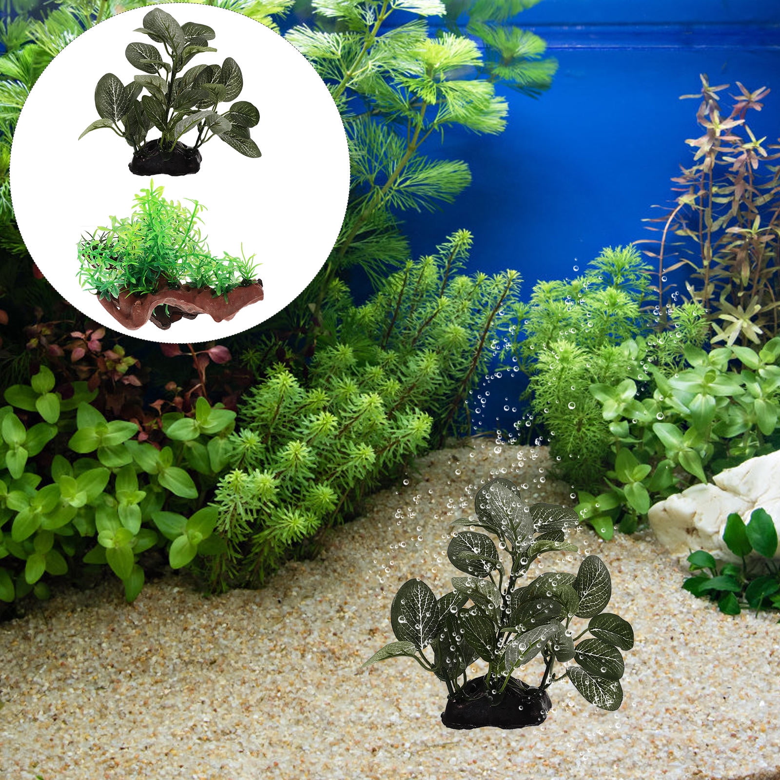 KONTONTY 2Pcs Realistic Artificial Aquarium Plants for Fish Tank ...