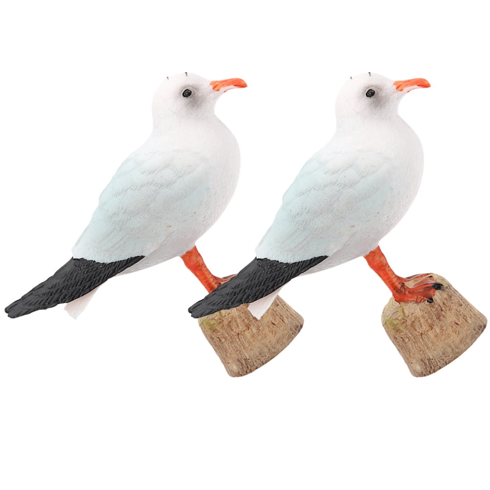 KONTONTY 2Pcs Beach Decorations Birds Miniature Seagull Statues Plastic ...