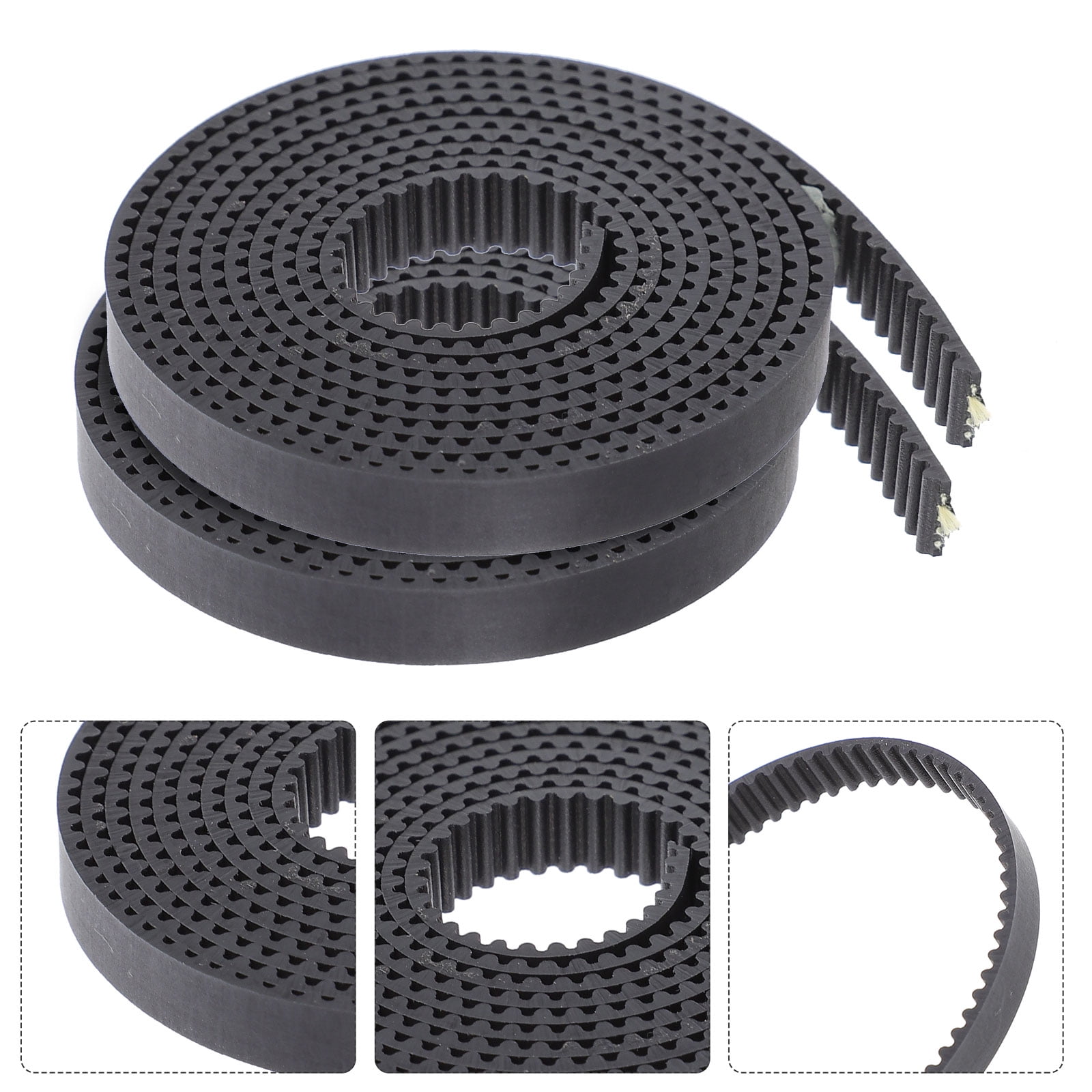 KONTONTY 2Set Black Rubber Timing Belt For 3D Printers With Linear ...