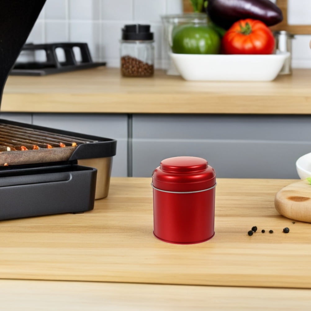 KONTONTY 2pcs Airtight Iron Tea Canister Round Metal Tea Storage Jar ...
